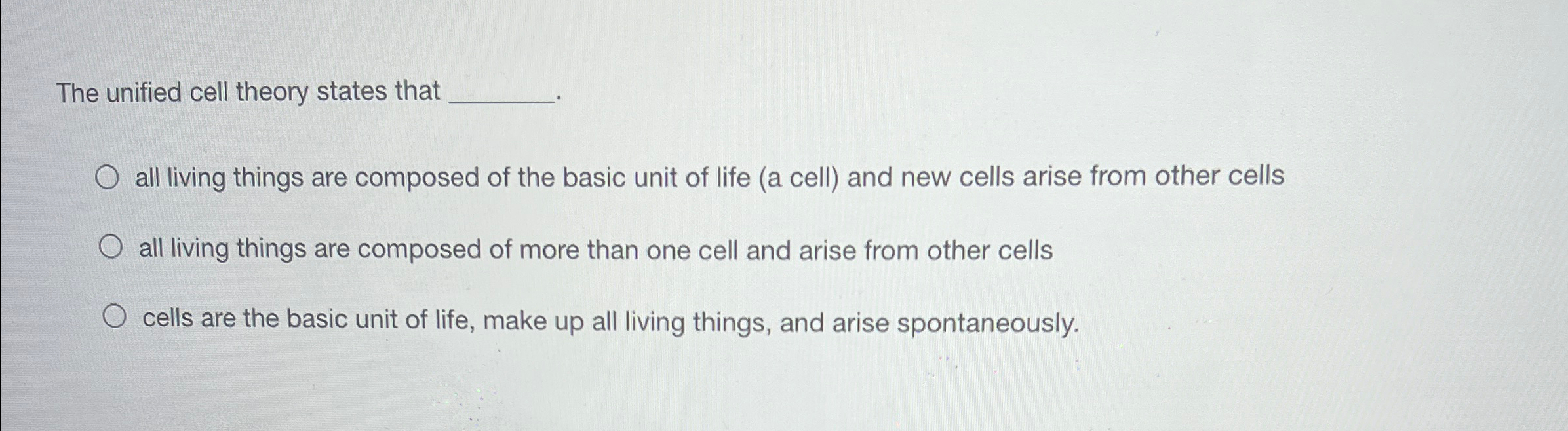 Solved The unified cell theory states that all living | Chegg.com
