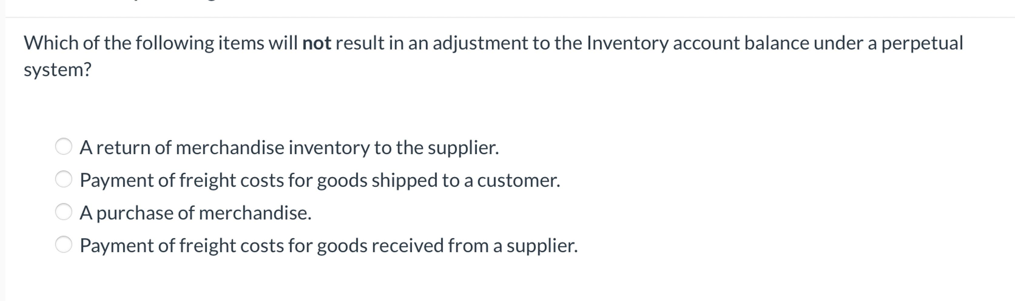 Solved Which of the following items will not result in an | Chegg.com