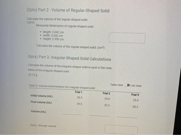 Solved (8pts) Part 1 - Density of Unknown Liquid Calculate | Chegg.com