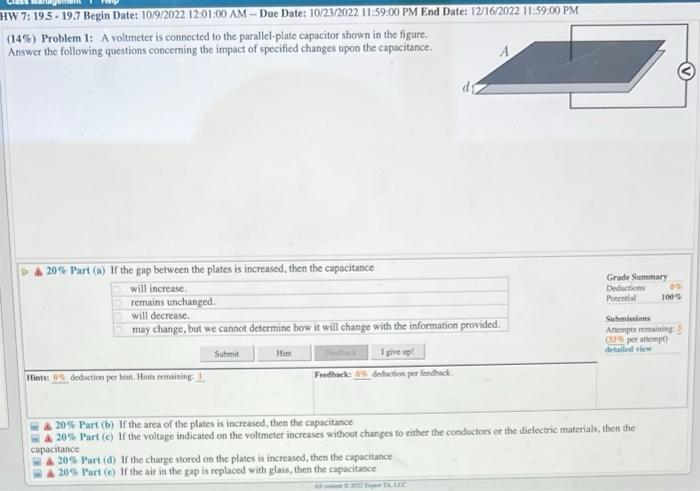 Solved (14\%) Problem 1: A voltmeter is connected to the | Chegg.com