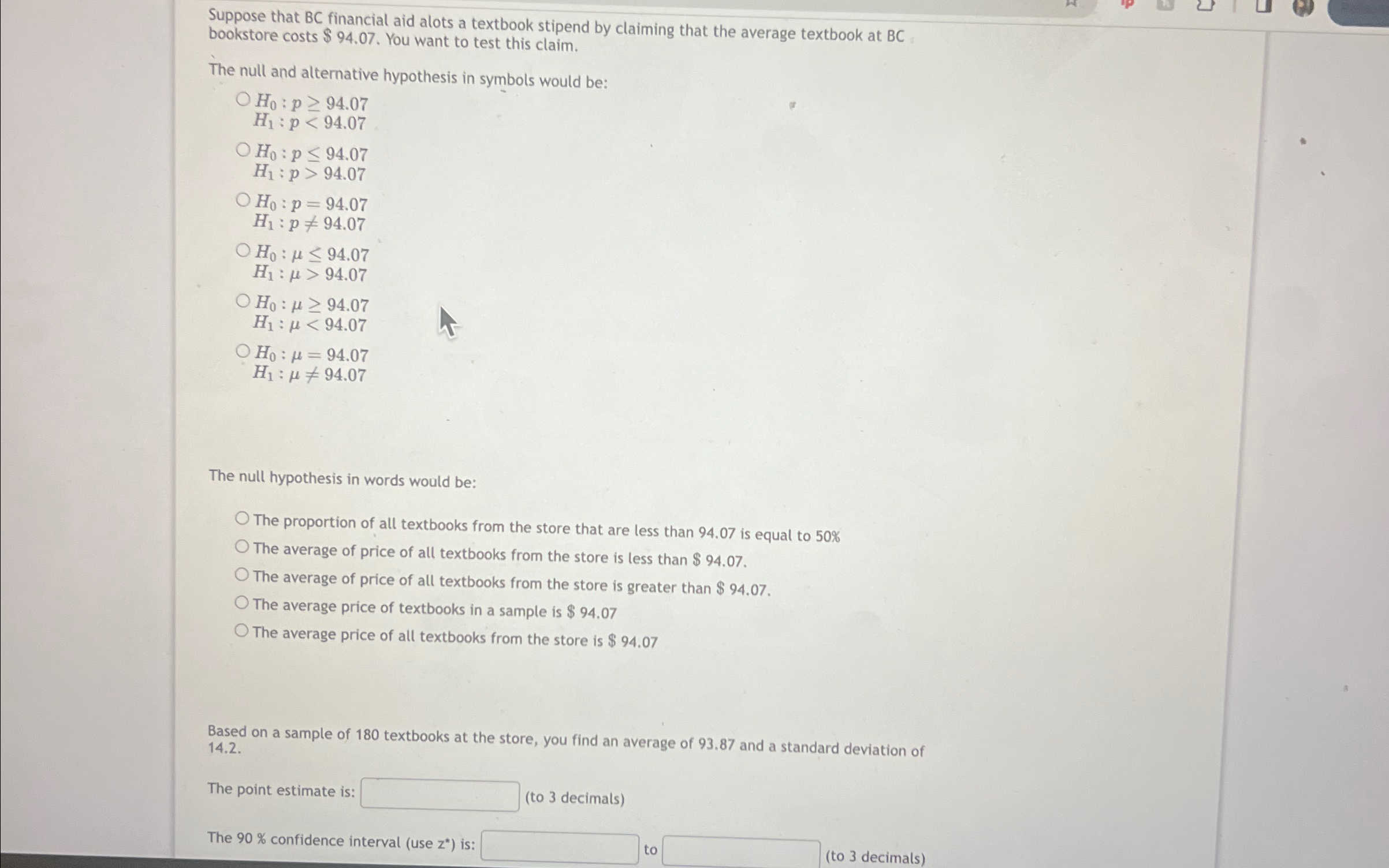 Solved Suppose that BC ﻿financial aid alots a textbook | Chegg.com