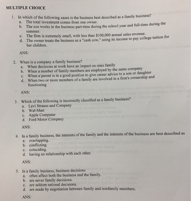 Solved MULTIPLE CHOICE 1. In which of the following cases is | Chegg.com