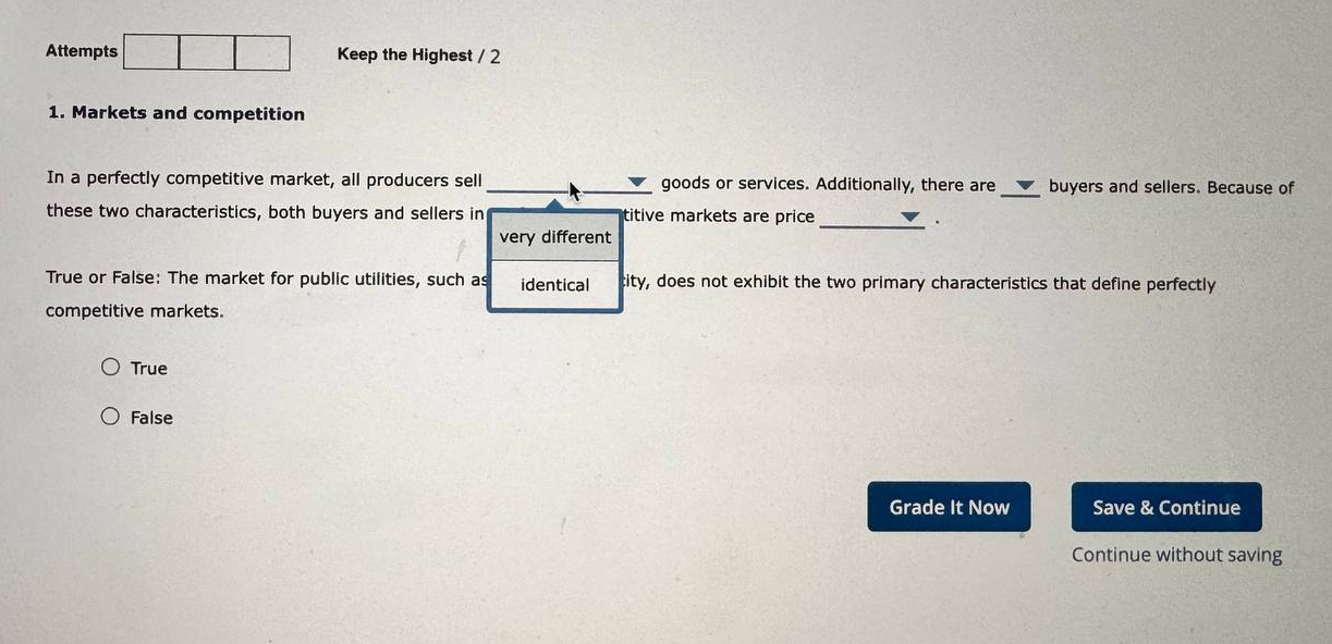 Solved Attempts ﻿Keep the Highest / 2Markets and | Chegg.com