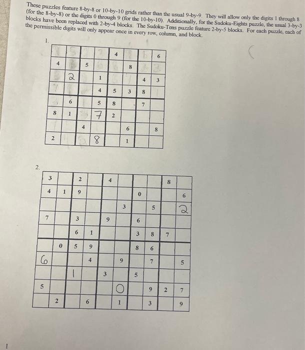 Solved These puzzles feature 8-by-8 or 10-by- 10 grids | Chegg.com