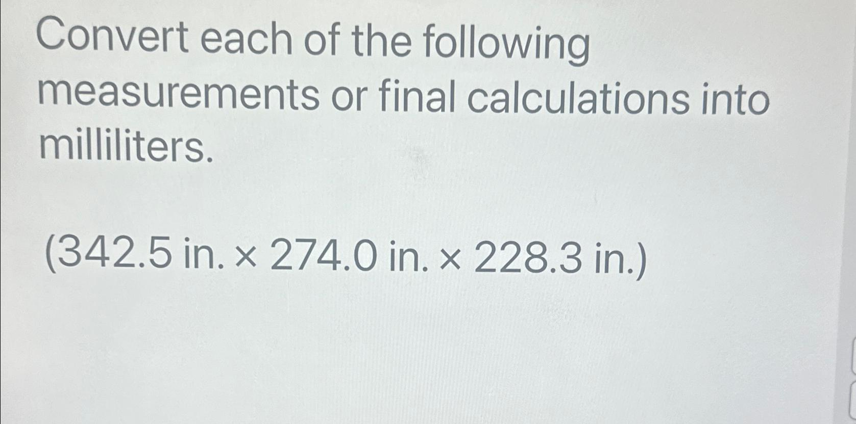 Solved Convert each of the following measurements or final | Chegg.com