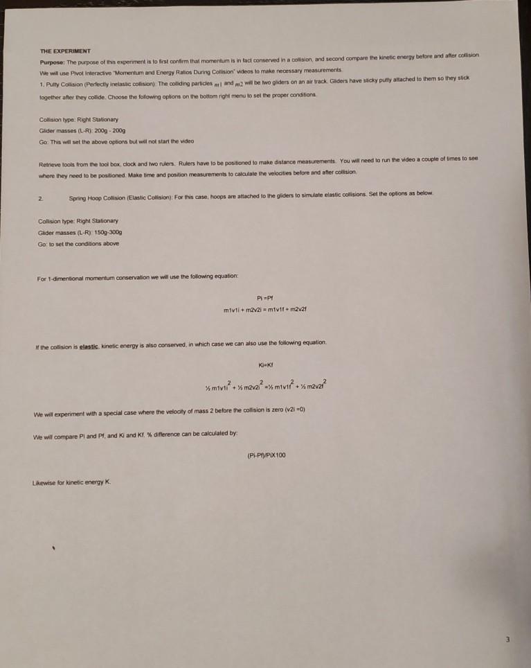 Solved Conservation of Momentum Data 1. Putty Collision | Chegg.com