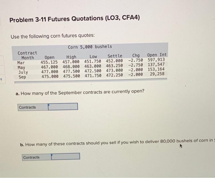 Solved Problem 3-11 Futures Quotations (LO3, CFA4) Use the | Chegg.com Solved Problem 3-11 Futures Quotations (LO3, CFA4) Use the | Chegg.com