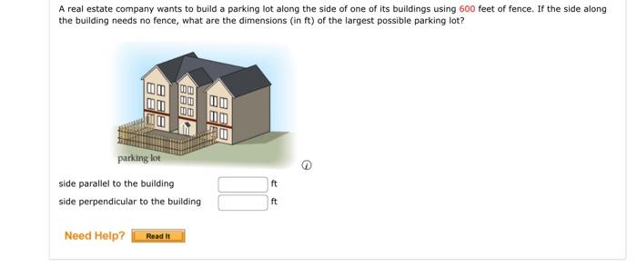 Solved A real estate company wants to build a parking lot | Chegg.com Solved A real estate company wants to build a parking lot | Chegg.com
