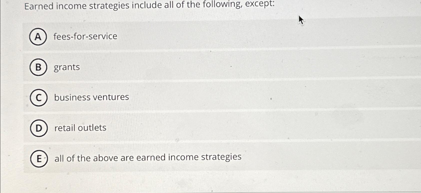 Solved Earned income strategies include all of the | Chegg.com