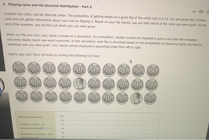 Solved 4. Flipping coins and the binomial distribution - | Chegg.com
