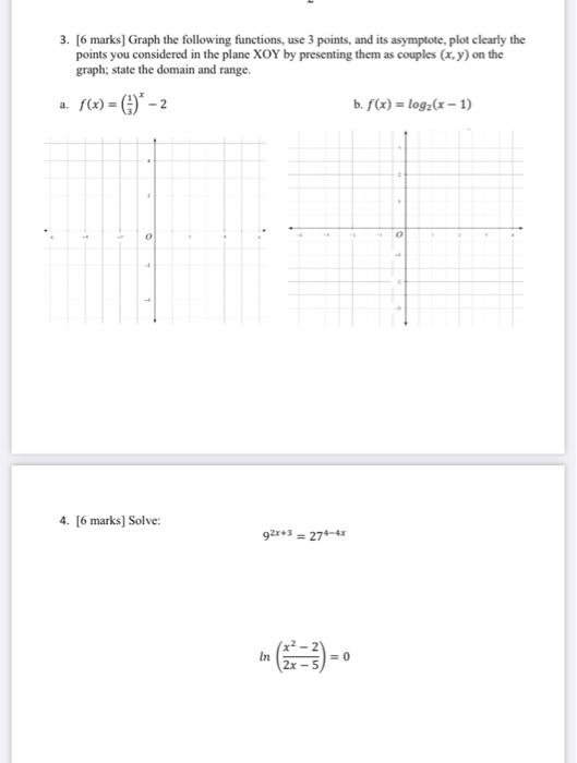 Solved 3. [6 marks] Graph the following functions, use 3 | Chegg.com