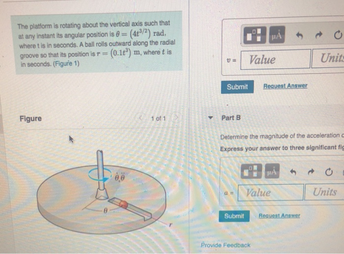 Solved НА The platform is rotating about the vertical axis | Chegg.com