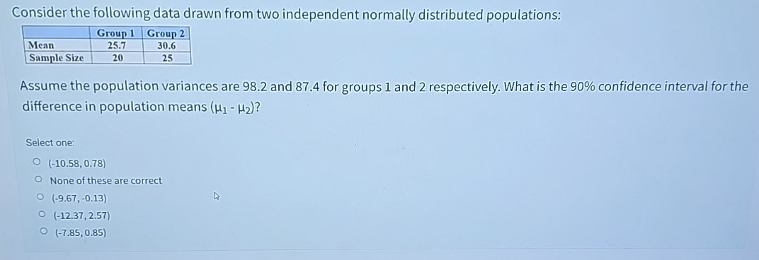Solved Consider the following data drawn from two | Chegg.com