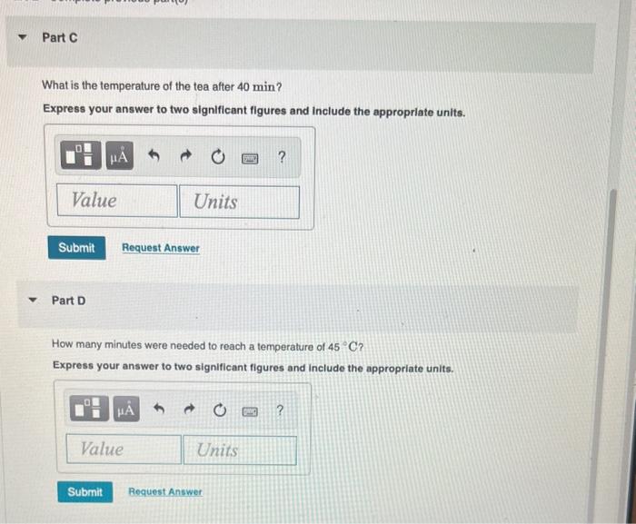 Solved Temperature of Tea Versus Time of CoolingWhat is | Chegg.com