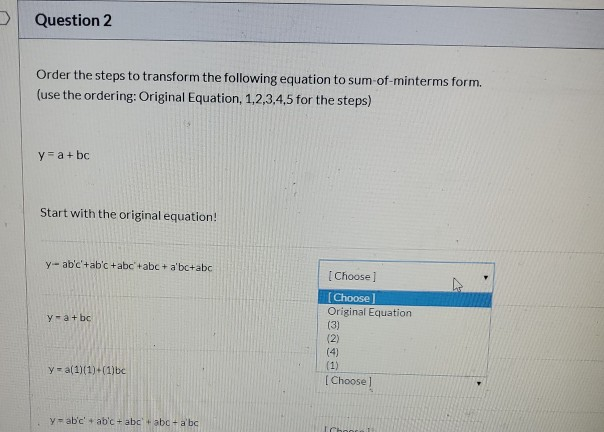 Solved Question 2 Order the steps to transform the following | Chegg.com