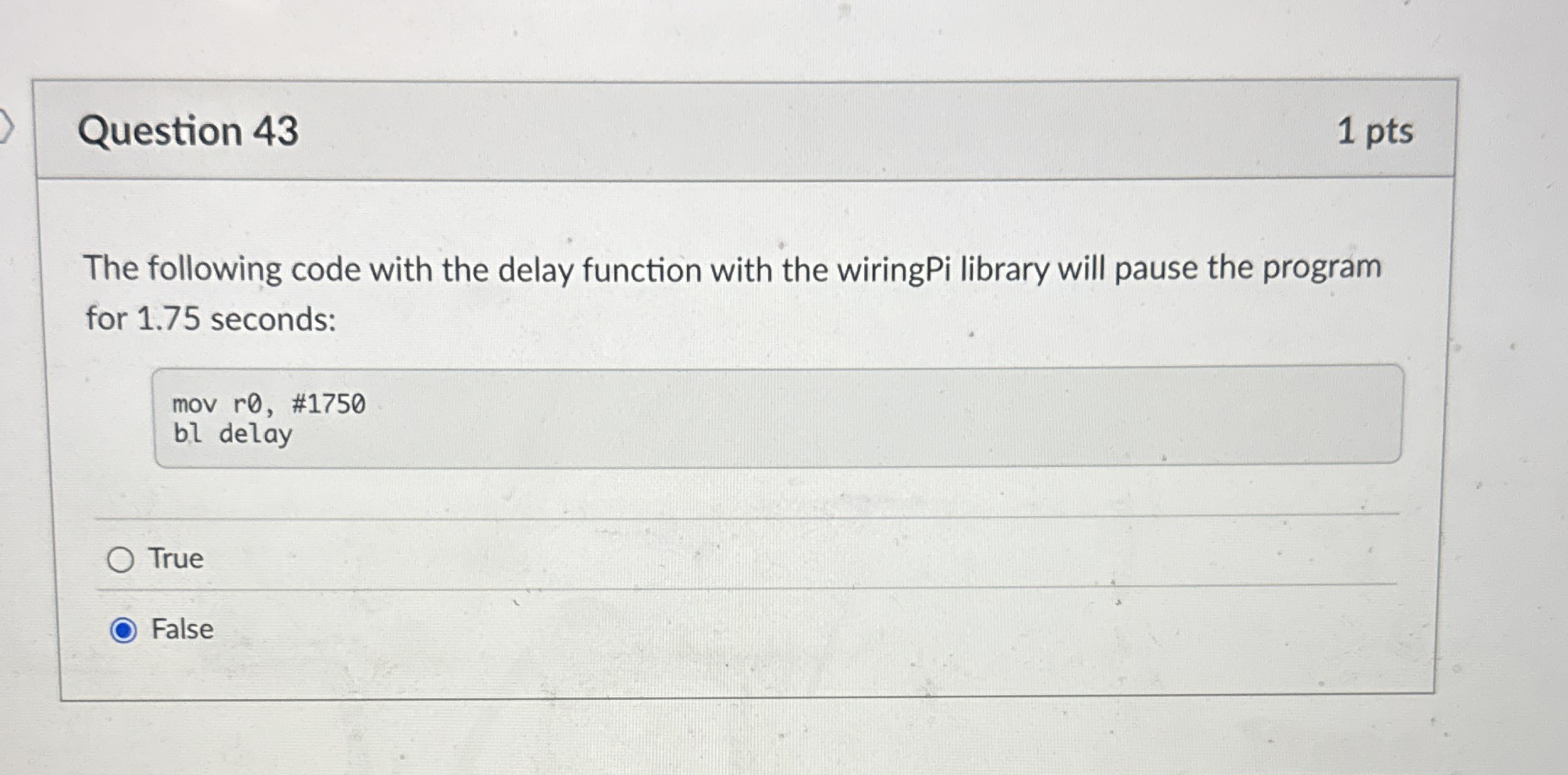 Solved Question 431 ﻿ptsThe following code with the delay | Chegg.com