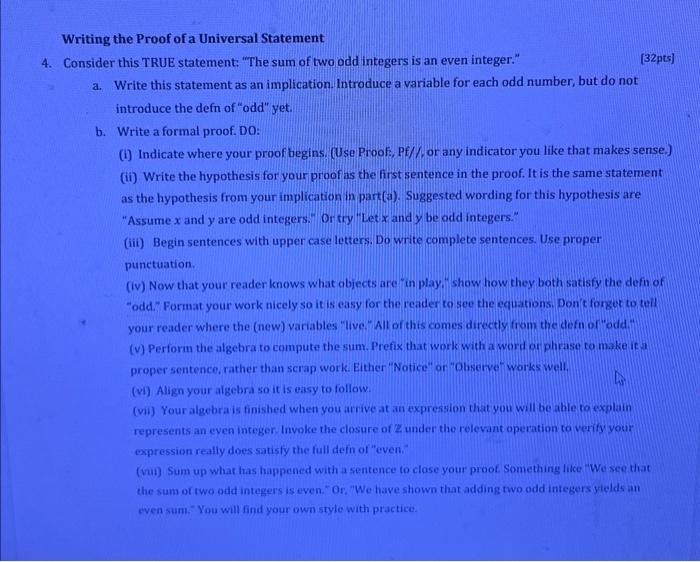 Solved Writing the Proof of a Universal Statement Consider | Chegg.com