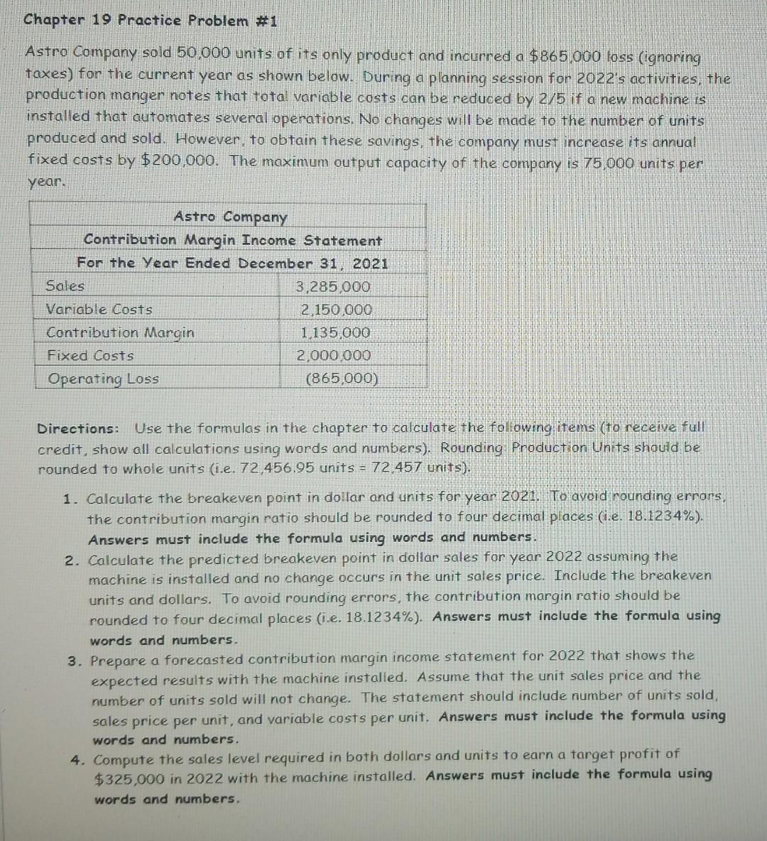 Solved Chapter 19 Practice Problem #1 Astro Company sold | Chegg.com