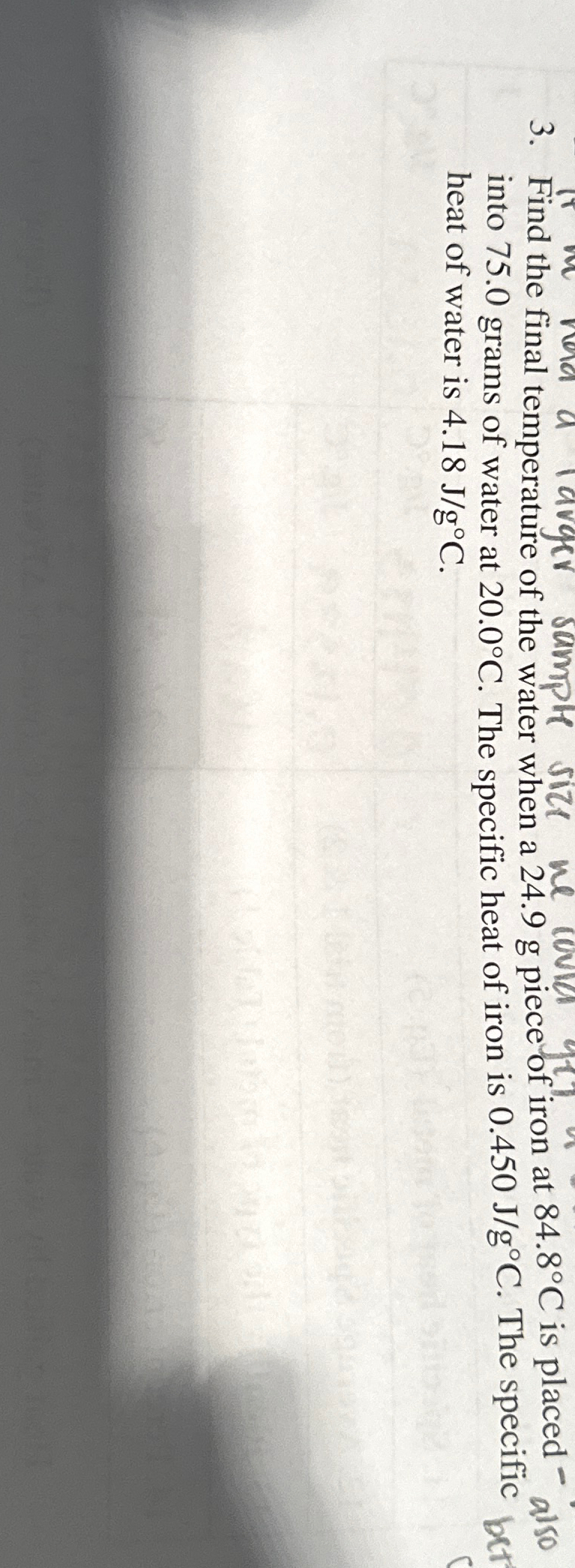 Solved Find the final temperature of the water when a 24.9g | Chegg.com