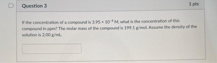 Solved If the concentration of a compound is 3.95×10−4M, | Chegg.com