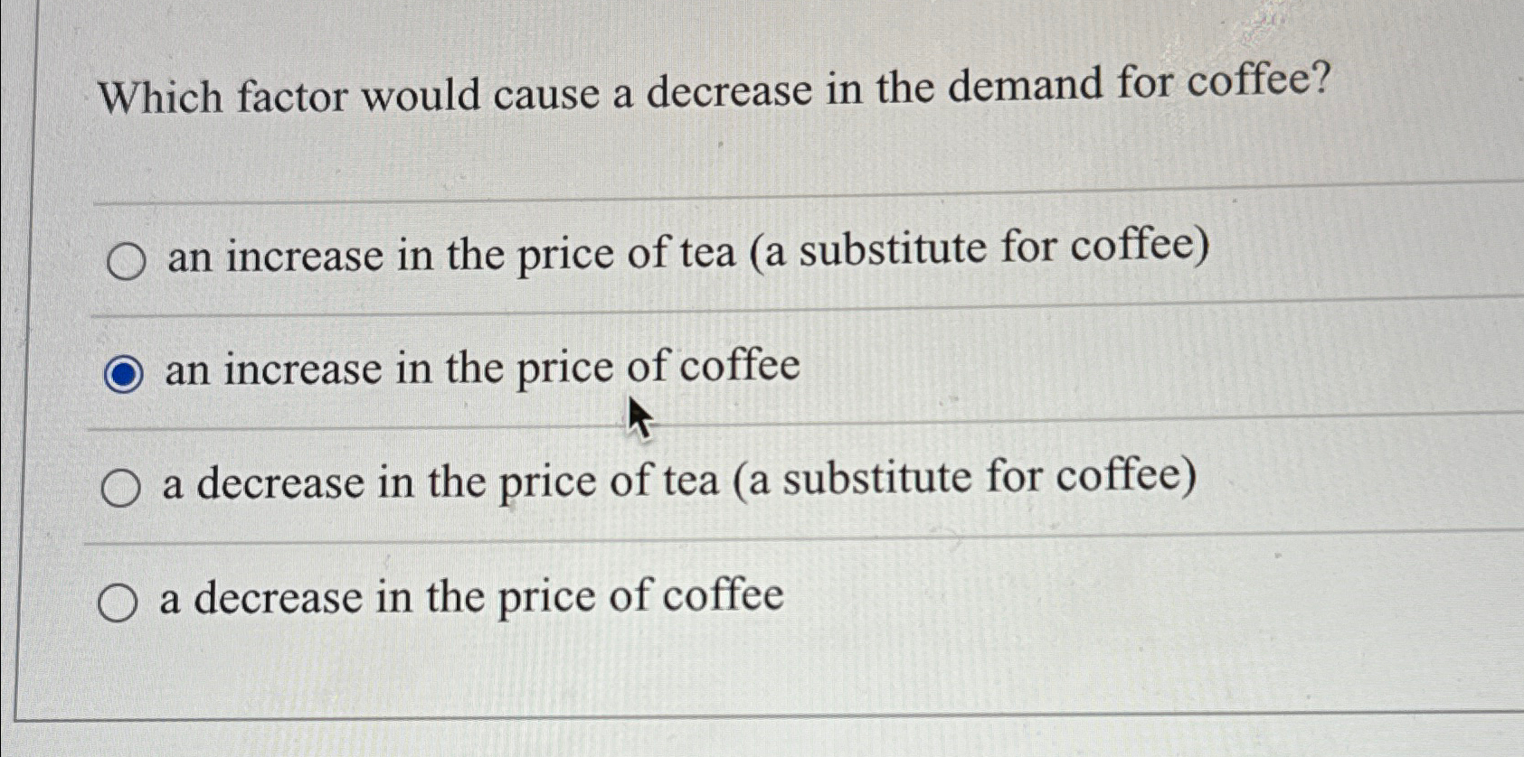 Solved Which factor would cause a decrease in the demand for | Chegg.com