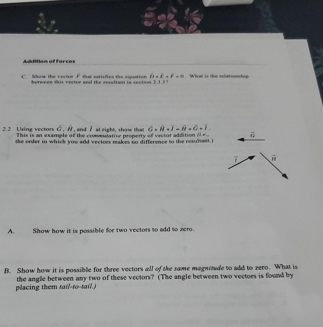 Solved 2 Adding Vectors We Begin This Lab By Considering