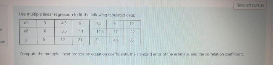Solved Time left 0:24:45 Use multiple linear regression to | Chegg.com