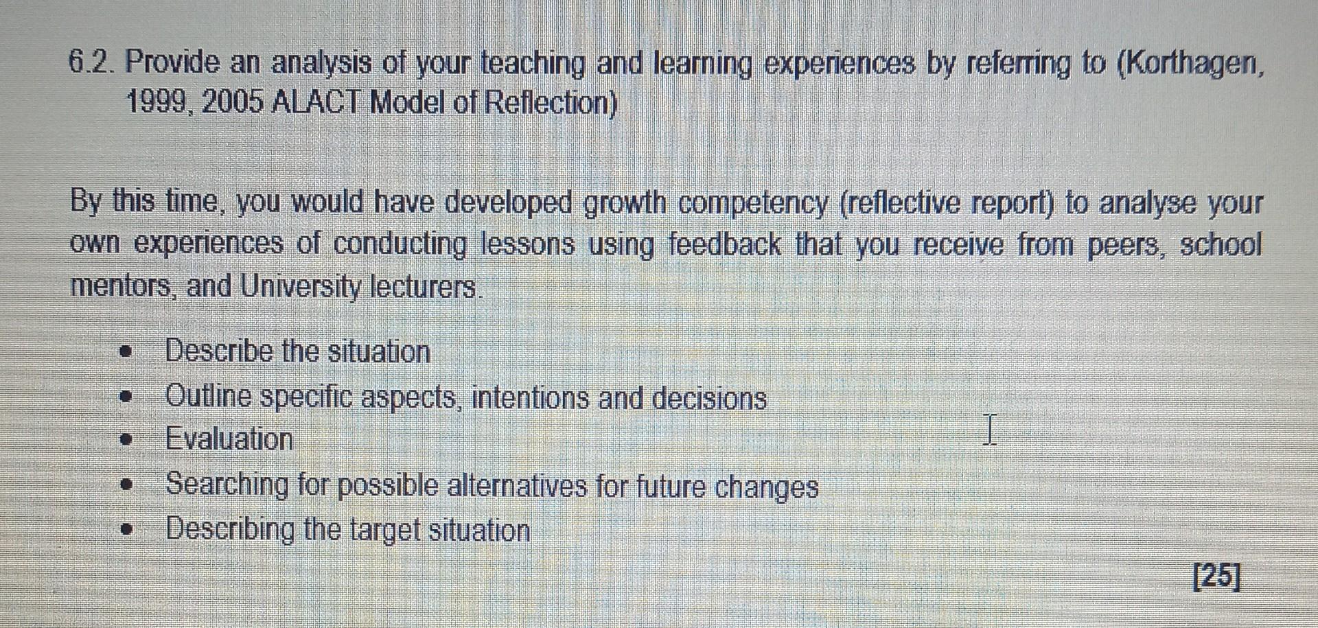 6.2. Provide an analysis of your teaching and | Chegg.com