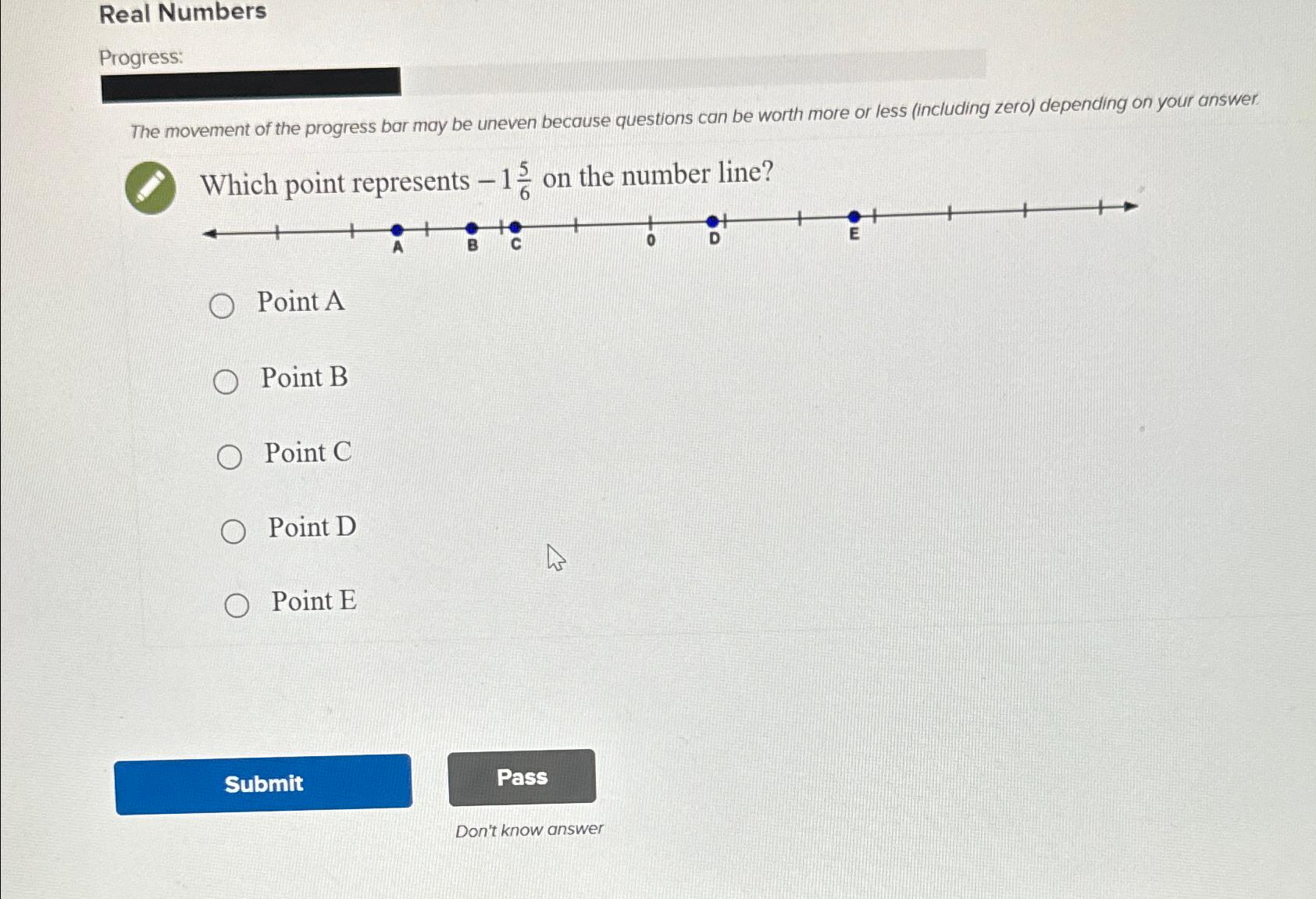 Solved Real NumbersProgress:The movement of the progress bar | Chegg.com