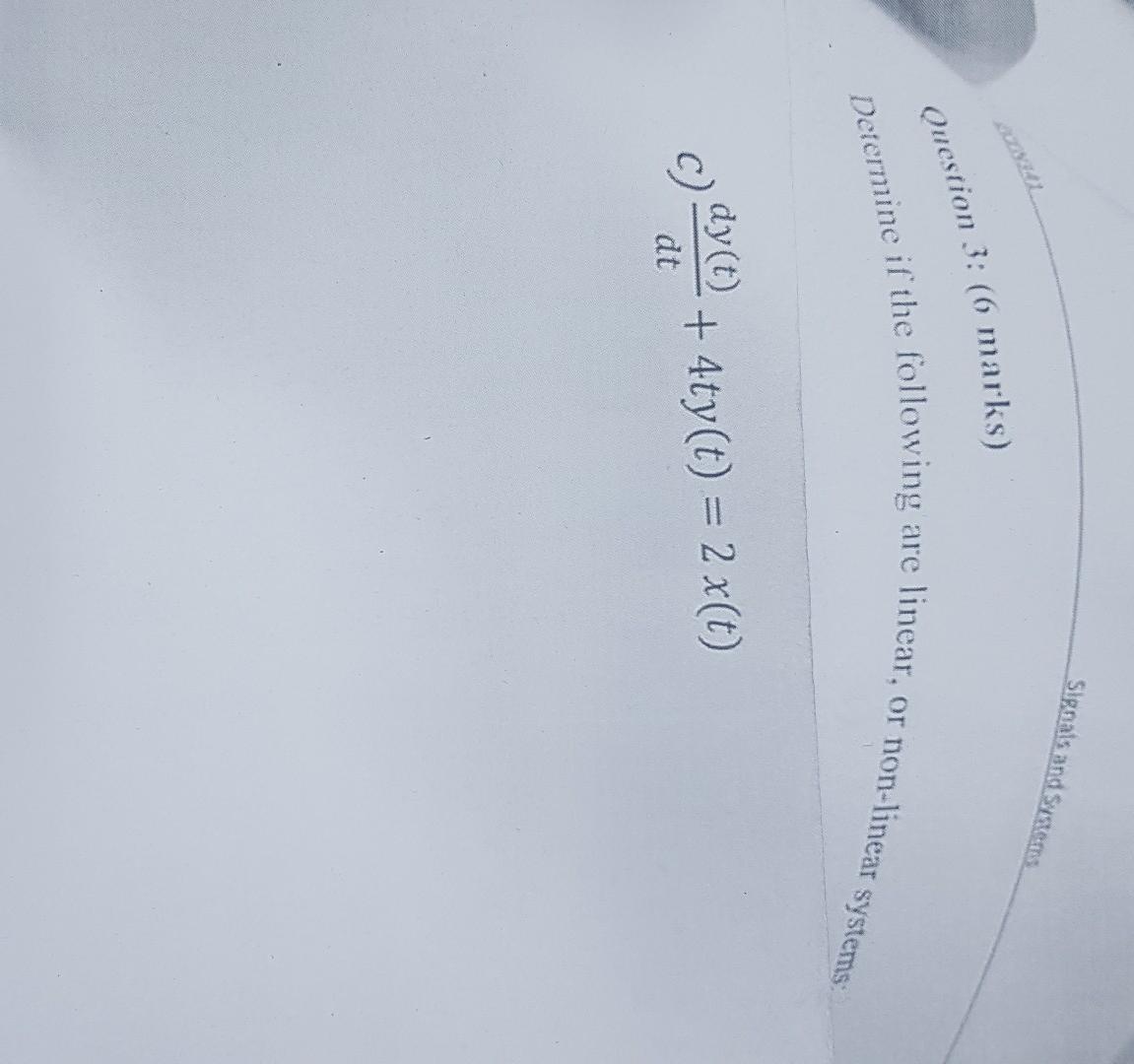 Solved Determine if the following are linear, or non-linear | Chegg.com