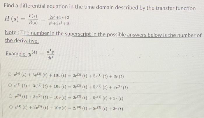Solved Find a differential equation in the time domain | Chegg.com
