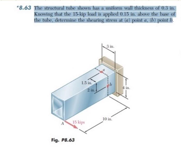 Solved 63 The structural tube shown has a uniform wall | Chegg.com