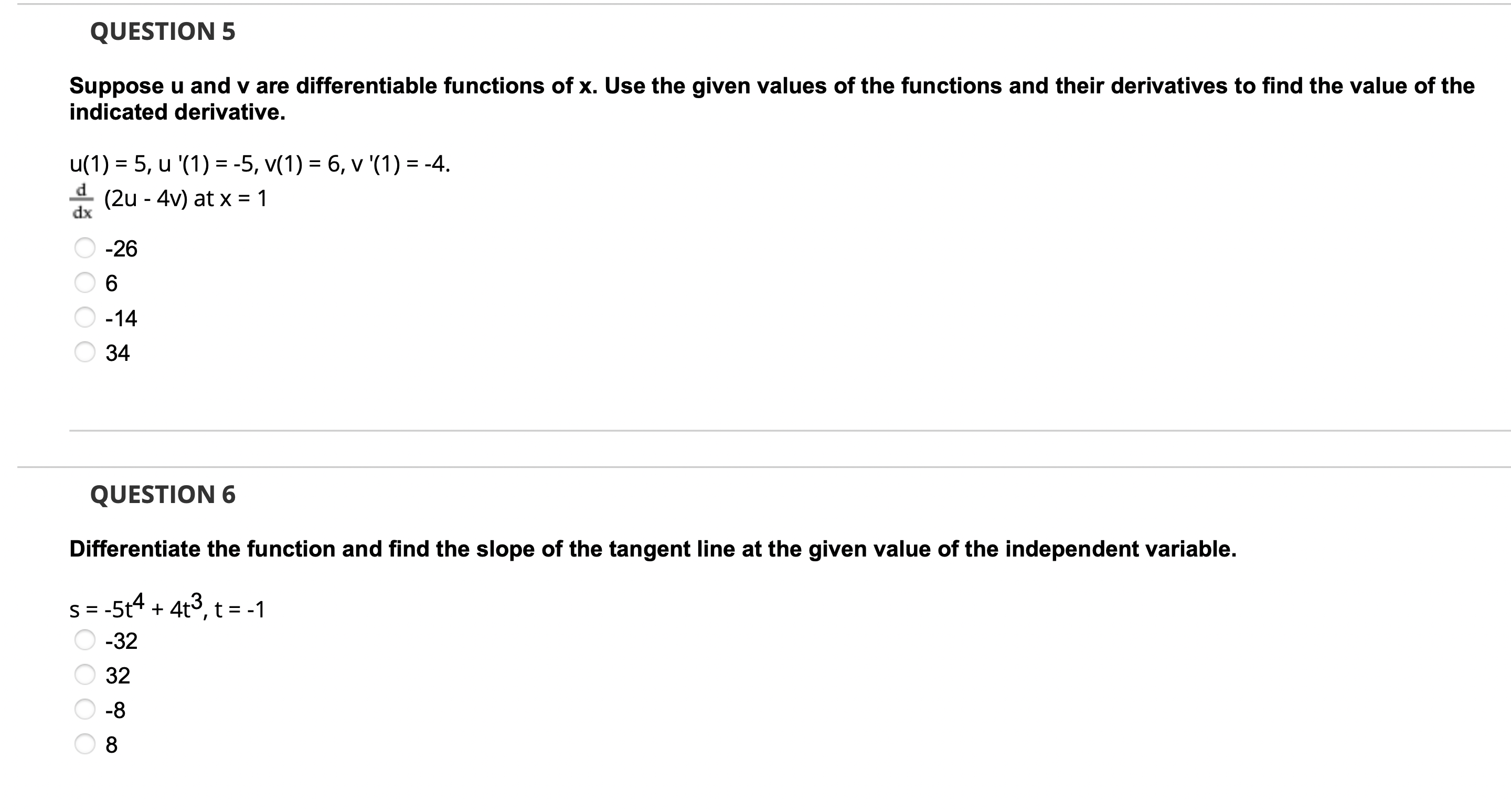 Solved QUESTION 5Suppose u ﻿and v ﻿are differentiable | Chegg.com