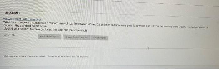 Solved QUESTION 1 Answer Sheet LAB Eam docx Write a C++ | Chegg.com