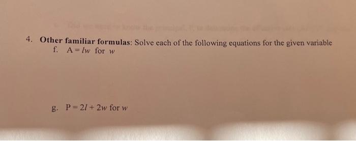 Solved We can use this skill of solving an equation for a | Chegg.com