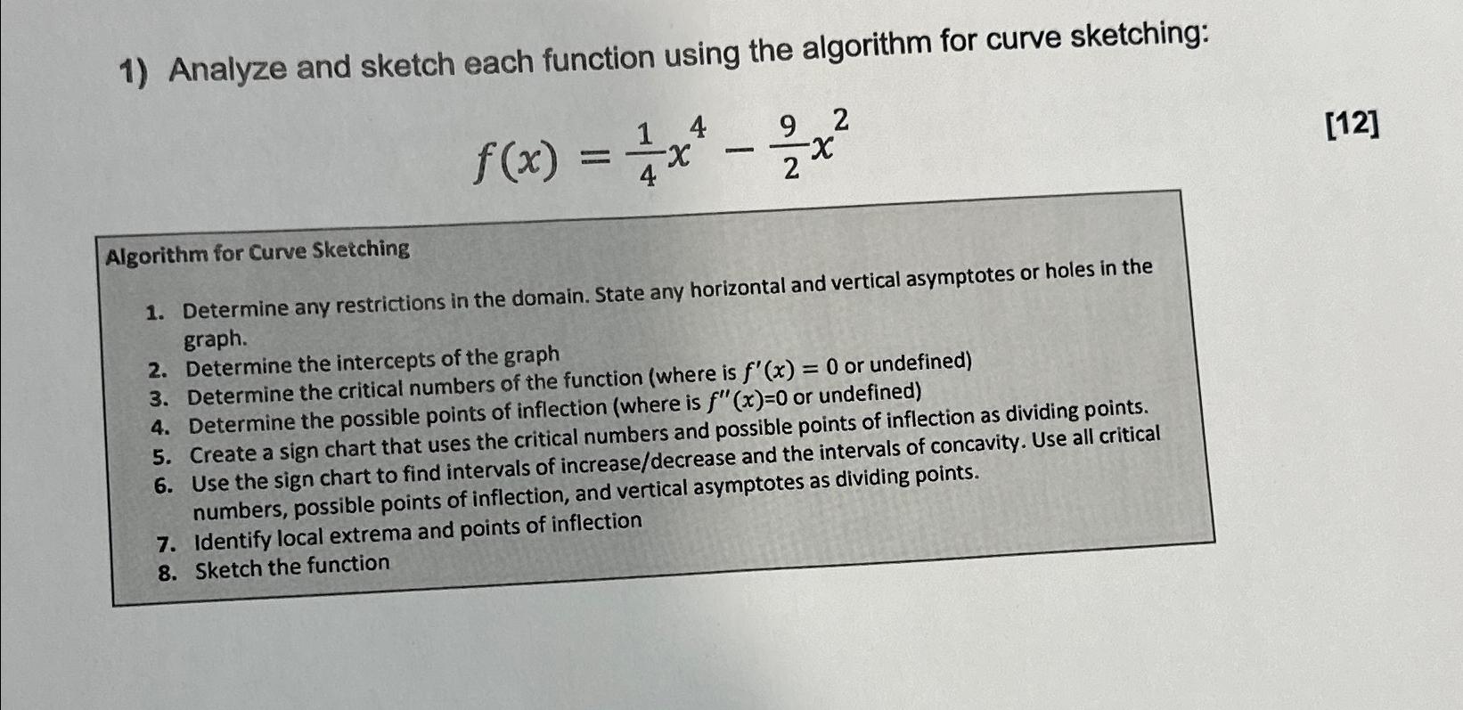 Solved Analyze and sketch each function using the algorithm | Chegg.com