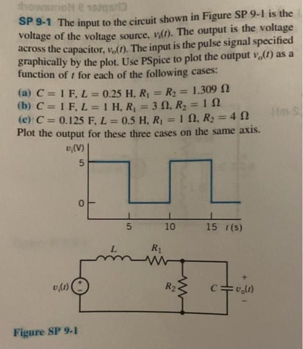 Solved SP 9-1 The input to the circuit shown in Figure SP | Chegg.com