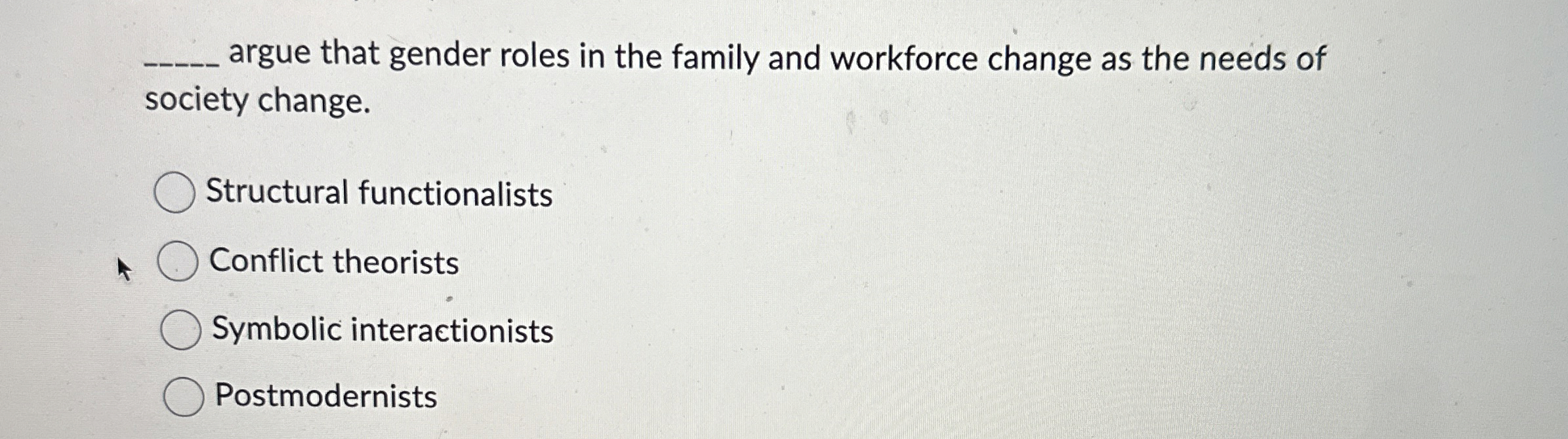 Solved argue that gender roles in the family and workforce | Chegg.com