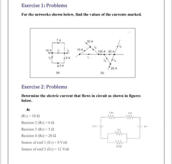 Solved Exercise 1: Problems For the networks shown below, | Chegg.com
