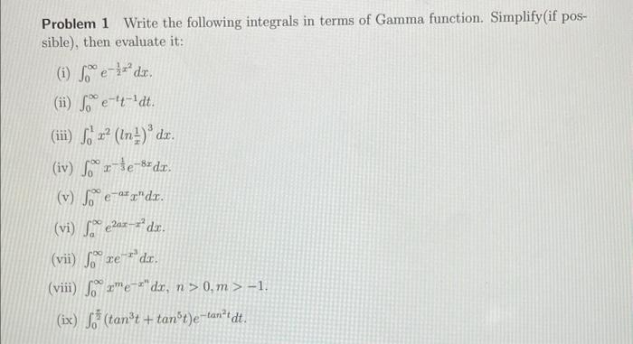 Solved Problem 1 Write The Following Integrals In Terms Of