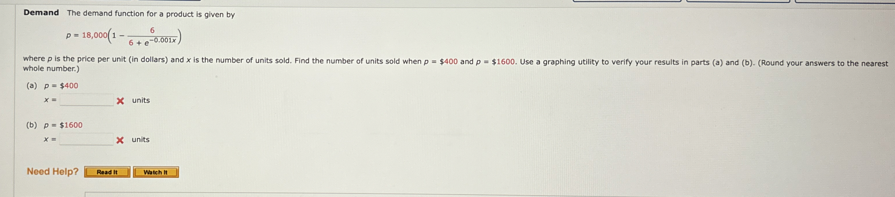 Solved Demand The demand function for a product is given | Chegg.com