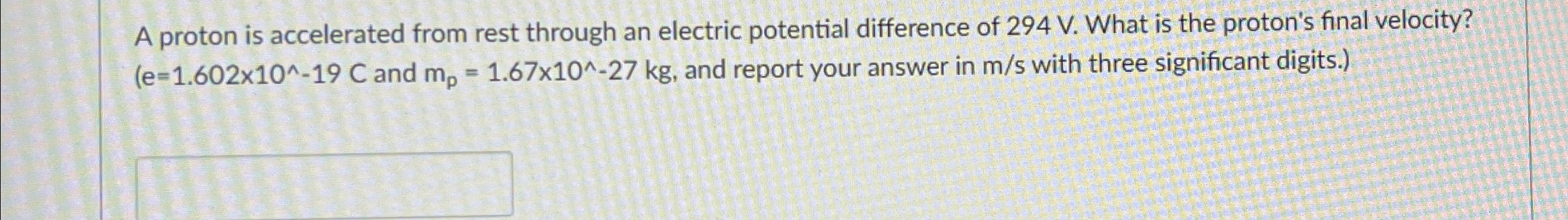 Solved A proton is accelerated from rest through an electric | Chegg.com