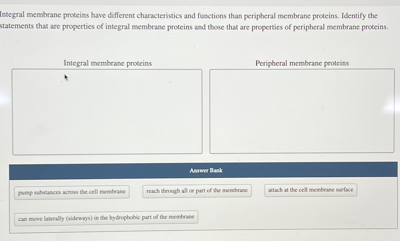 Solved Integral membrane proteins have different | Chegg.com