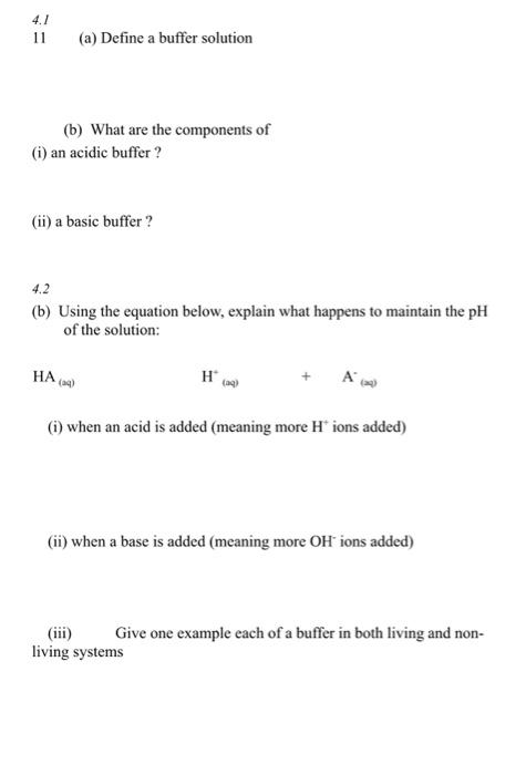Solved (ii) a basic buffer? 4.2 (b) Using the equation | Chegg.com