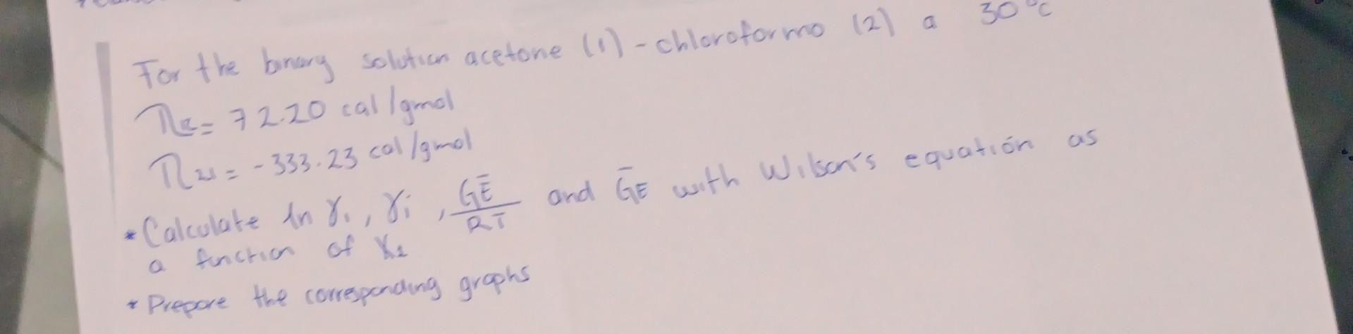 Solved For the binary solution acetone (1)-chloroformo (2) a | Chegg.com