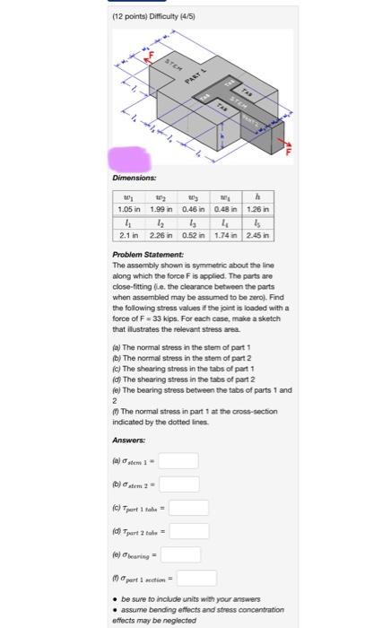 Solved (12 points) Difficulty (4/5) Dimensions: Problem | Chegg.com