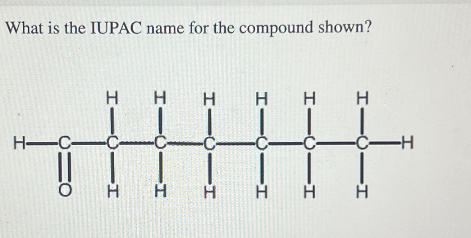 Solved What is the IUPAC name for the compound shown? | Chegg.com