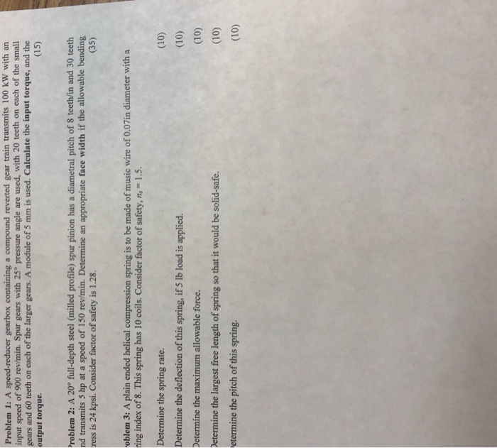 Solved Problem 1: A speed-reducer gearbox containing a | Chegg.com
