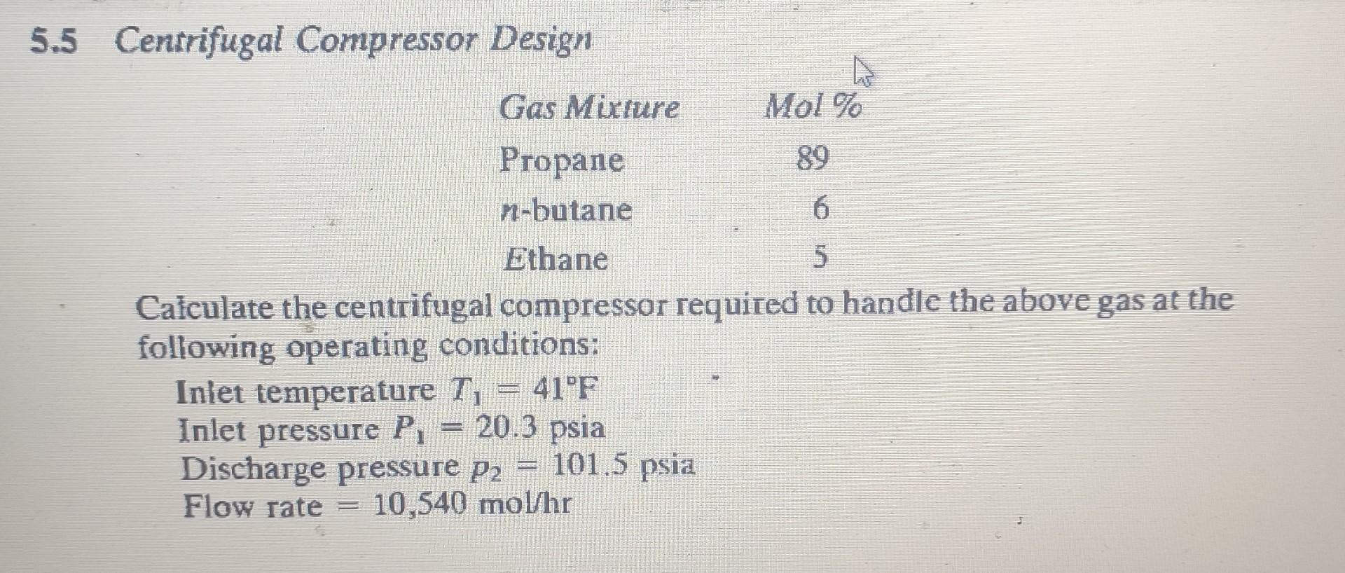 5.5 Centrifugal Compressor Design Calculate the | Chegg.com