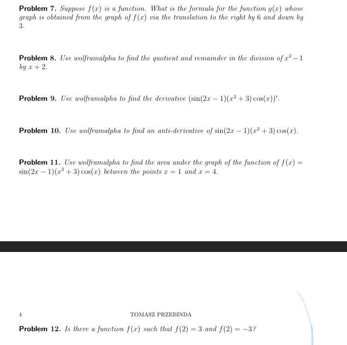 Solved Problem 7. Suppose f(x) is a function. What is the | Chegg.com